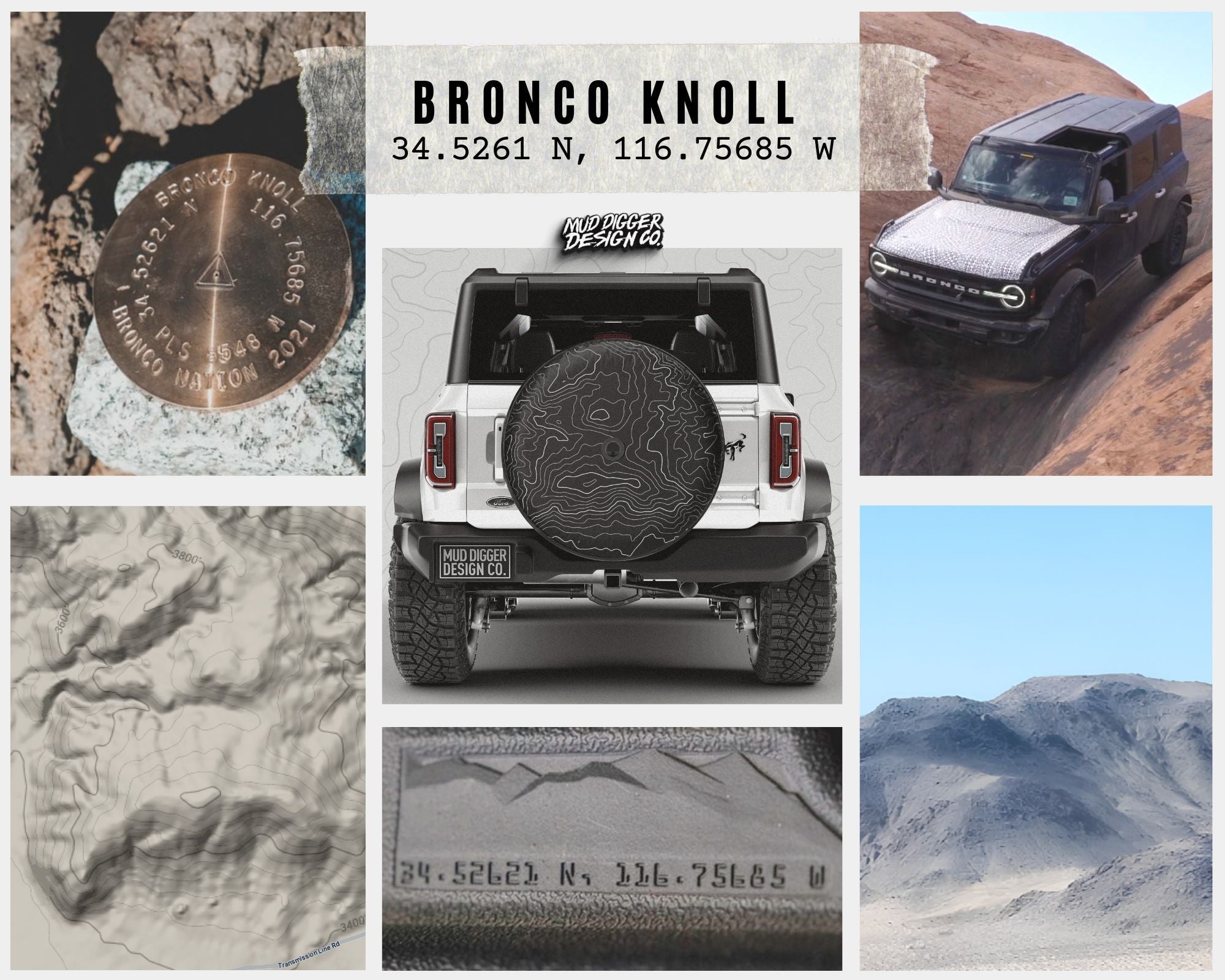 Bronco Knoll Topographic Map Tire Cover | Mud Digger Design Co.